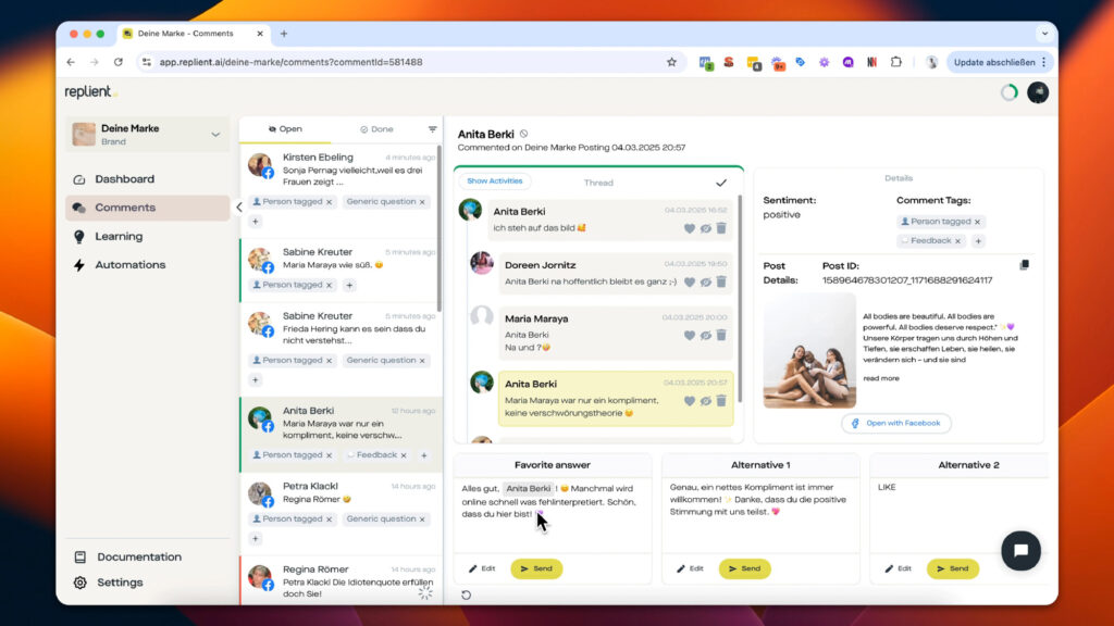1-click answering | replient.ai use cases